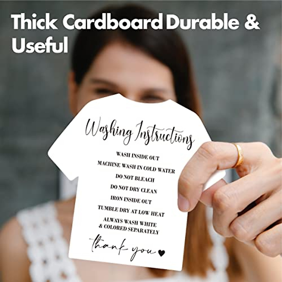 200 PCS T Shirt Washing Instruction Cards, Clothes Cleaning Care Instruction Insert Customer Direction Card for Small Business Online Shop Owner (3.6” x 3.4”)