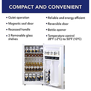 Corona Compact Fridge with Bottle Opener, 90 L/ 95 Quart 3.2 Cubic Foot for Snacks, Beverages, Juice, Beer, Den, Dorm, Office, Games Room, or RV