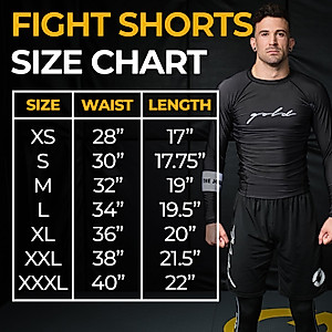 Gold BJJ Jiu Jitsu Shorts - IBJJF Approved No Gi Fight Short - for Grappling, MMA, Wrestling, Muay Thai & Boxing (Black, Medium)