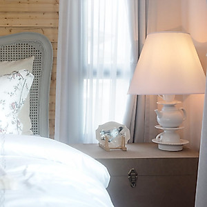 TOCHIC Lamp Shades Large White Empire Lampshade for Table Desk Lamp, Floor Lamp, Bedside Lamp, Assemble Required, DIY Natural Linen Hand Crafted Fabric Lamp Cover, Spider Fitter, 16"x8"x11.3"