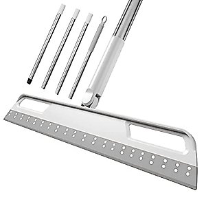 Multifunction Magic Broom, Household Wiper Push Broom Sweeper, Floor Squeegee with Long Adjustable Handle Washable Scraping for Indoor Tile Window Glass Bathroom Garage Dog Pet Hair Cleaning (Grey)