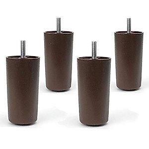 Elegent Upholstery 4" Round HDPE Plastic Brown Tapered Sofa Furniture Legs [5/16" Bolt] - Set of 4