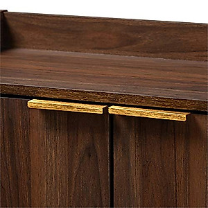 Baxton Studio Mid-Century Lena Wood Shoe Cabinet in Walnut Brown