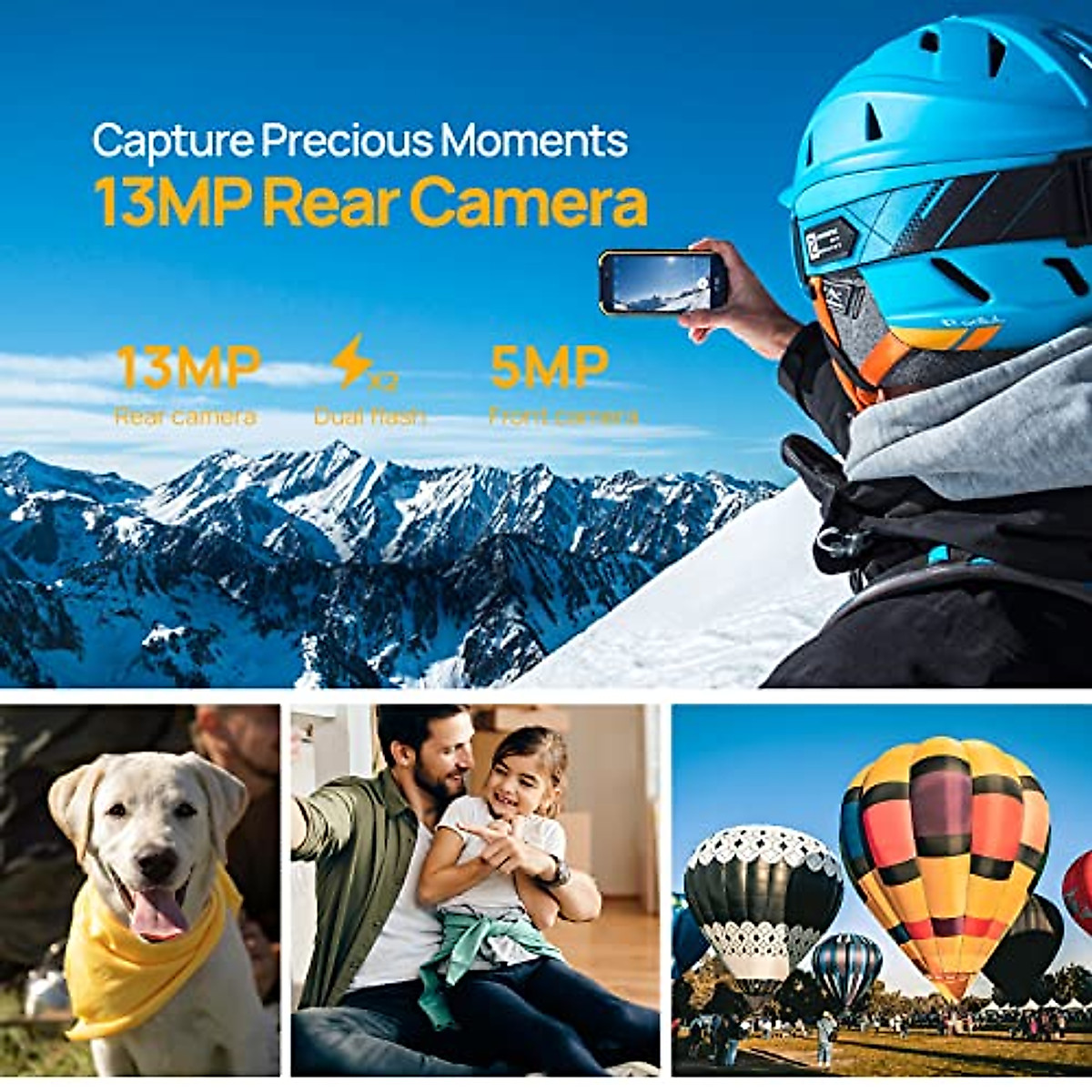 Ulefone Armor X6 Pro (2022 New) Rugged Smartphone, Lasted Android 12 Unlocked Rugged Phone, 8GB 32GB 128GB Extension 4000mAh 5.0 inch 13MP + 5MP IP68, 4G Dual SIM Phones Unlocked, NFC OTG - Orange