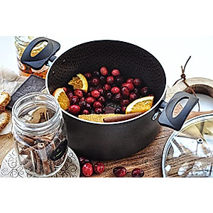 IMUSA USA 5 Quart Talent Master Line Nonstick Dutch Oven with Glass lid & Thermal Signal, Brown, (IMU-20077)