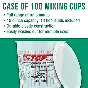 Custom Shop - 10oz Paint Mixing Cups - Full Case of 100 - Calibrated Mixing Ratios on Side of Cup Epoxy Resin