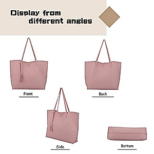 K.EYRE Women's Faux PU Leather Tote Shoulder Purses Bag for women, Big Capacity Tassel Handbag