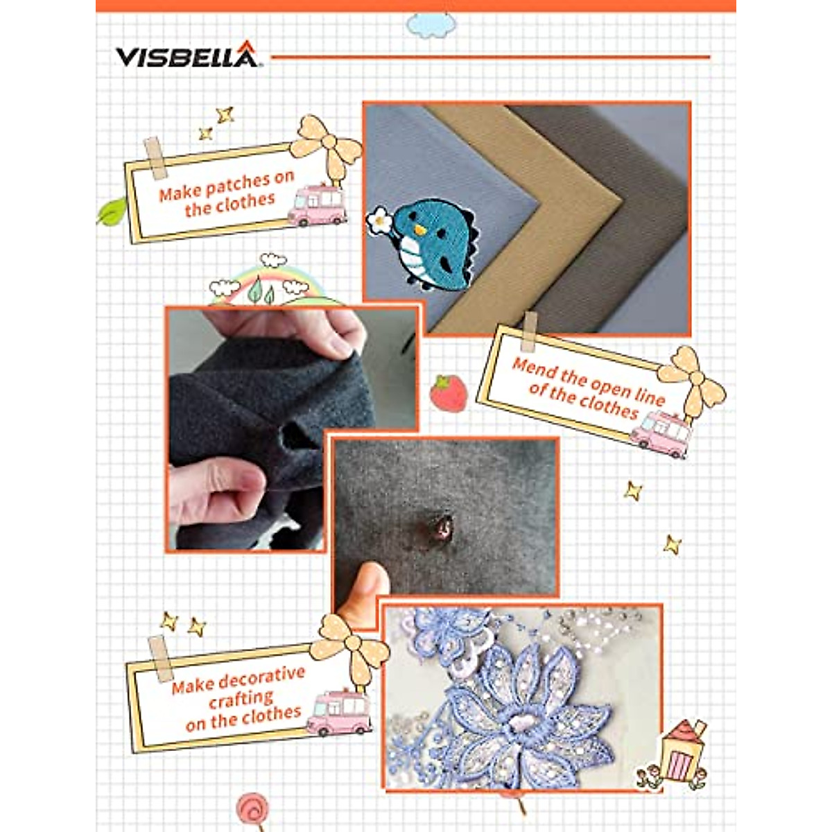 Visbella 1 Min Fast Drying Liquid Stitch Fabric Adhesive Glue Strong Bond Clear Drying Waterproof Sew Glue Permanent Washable for Repair, Make Patches on Clothes, Denim, Leather, Flannel, All Fabrics