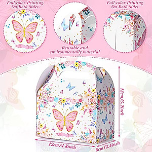 24 Pcs Butterfly Party Favor Treat Box Spring Butterfly Party Goodie Gift Box Butterfly Flower Gift Wrap Boxes Kraft Candy Treat Paper Boxes Butterfly Birthday Party Supplies for Baby Shower Wedding