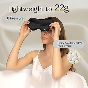 ZIMASILK 100% 22 Momme Mulberry Silk Sleep Mask for Sleeping, Filled with Premium Mulberry Silk, Softest & Breathable Silk Eye Sleeping Mask (Black)