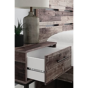 Signature Design by Ashley Neilsville Industrial 1 Drawer Nightstand with Metal Legs, 26" Tall, Gray & Black