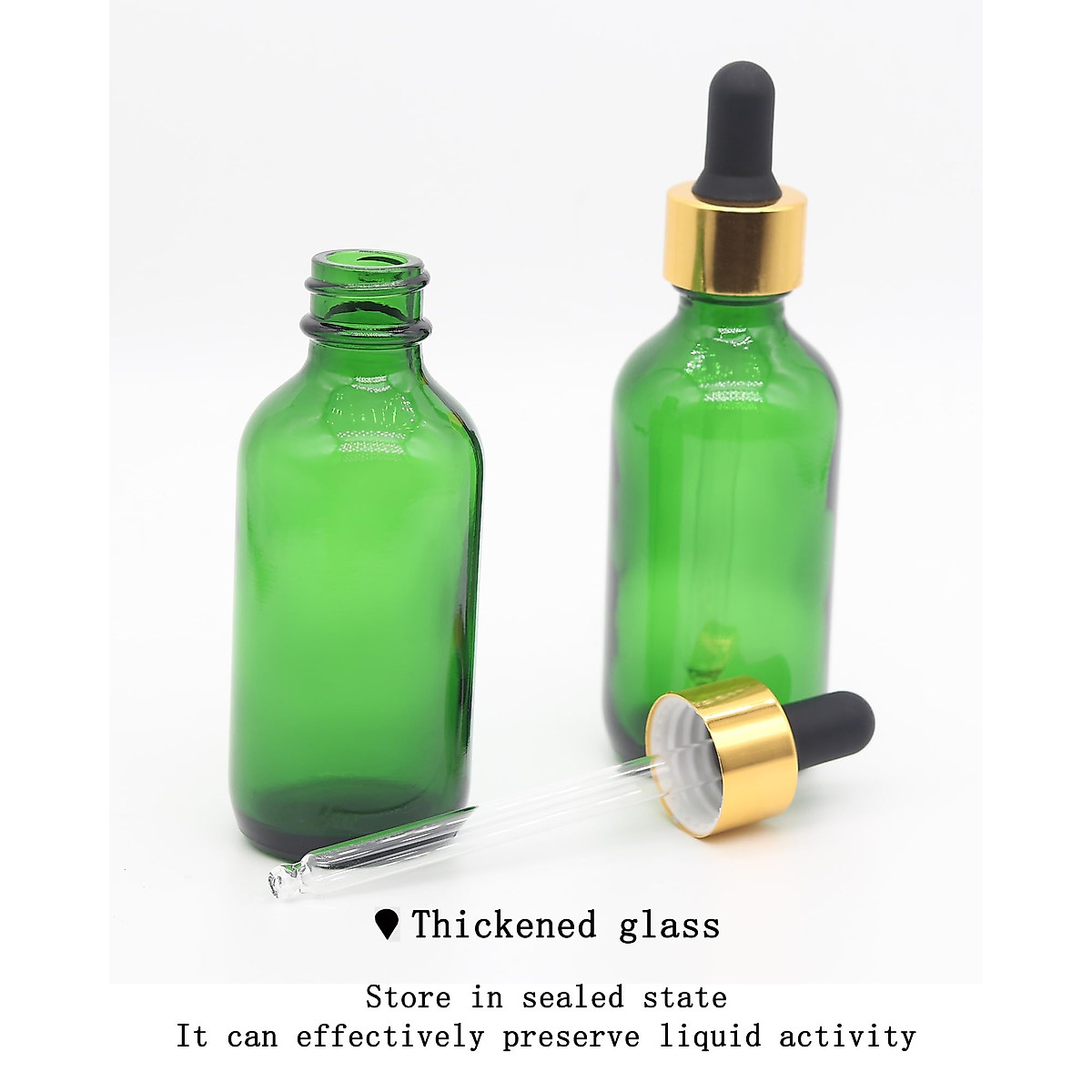 Toaazhy 4 pack,green glass dropper bottles 2 oz,60 ml dark empty tincture bottles with dropper,alcohol,hair oil bottle,eye,small,droppers for oils,medicine,pipette,drip drop,travel,perfume,essentia