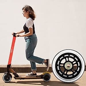 Little World Scooter Wheels Pair - 2Pcs Scooter Replacement Wheels - 100mm Pro Stunt Scooter Replacement Wheels with ABEC-7 Bearing - Quality Scooter Wheels for Smooth Ride, Black 100mm wheels