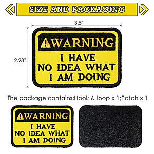 XMJY Funny Hook and Loop Patch - Warning I Have No Idea What I Am Doing, 1 Pc Embroidered Patches for Tactical Backpack, Dog Harnesses, Army Vests, Jackets, Jeans, Hats, Helmets