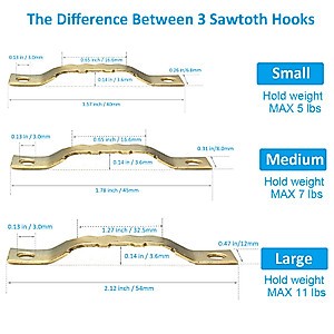 YHYZ Sawtooth Picture Hangers Bulk (Small ), 30pcs Gold Sawtooth Hangers / Hooks with 60pcs Screws, for Picture Frame Painting Photos Artwork Clock Home Decoration (30 Sets, Small)