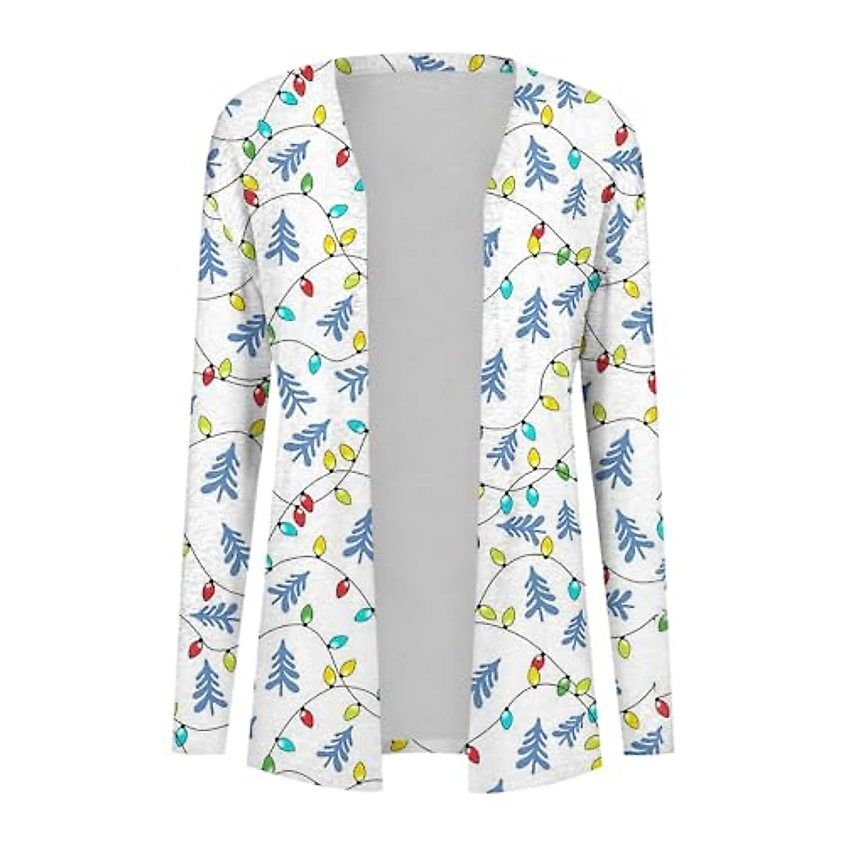 Womens Ugly Christmas Sweater,Womens Cardigan Sweaters Sexy Long Sleeve Open Front Lightweight Cardigan Oversized Vintage Gnome Graphic Xmas Sweaters Tops(D-Light Blue,XL)