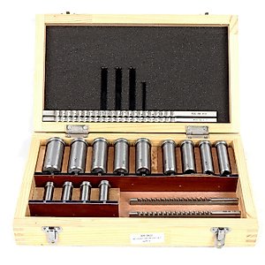 Keyway Broach Sets, 22Pcs Keyway Broach Set, Industrial Tools for Lathe, Metric Size 4mm B1, 5mmB1, 6mm C, 8mmC Broaches, 13pcs Bushings and 5pcs Shims Metalworking Tool