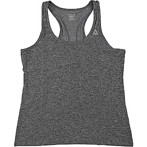 Reebok Womens Marled Jersey Racerback Tank Top, Black, Large