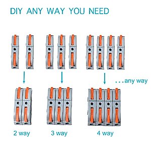 Glutoad 50 Pcs Lever Wire Connectors, 1 to 1 Inline Wire Connector Push-in, Compact Splicing Electrical Connectors Butt Terminals, for Quick Connect 28-12 AWG