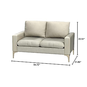 US Pride Furniture Contemporary Velvet Upholstered Loveseat with Stainless Steel Base in Rich Gold