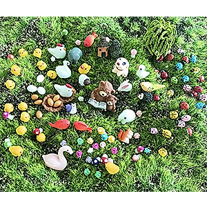 JKanruh 101 Pieces Miniature Animals,Fairy Garden Accessories,Miniature Toy Animals Ornament Kits Set for DIY,Fairy Garden Dollhouse,DIY Terrarium,Flower Pots Ornaments,Craft Decor
