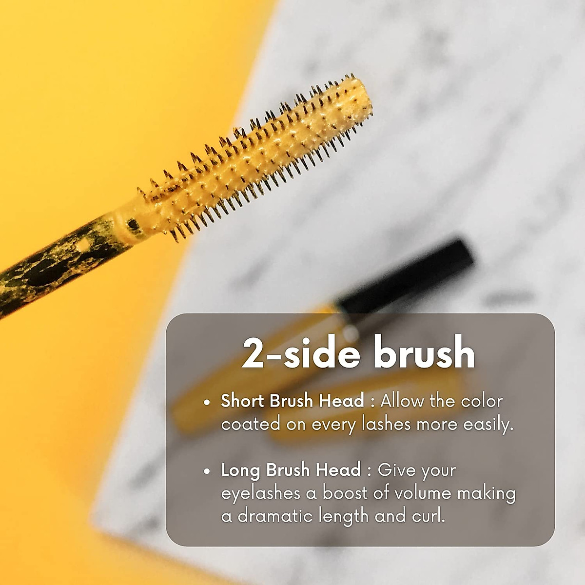 2 Sides Lengthening Mascara by TSUVIMI | Smudge-Proof, Clump-Free & Buildable Formula | Waterproof Defining Mascara Makeup | Ophthalmologist Tested, Hypoallergenic, Vegan, Cruelty Free | Golden Brown