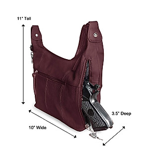 Roma Leathers Studded Concealment Purse - Premium Cowhide Leather - Wine - Dual Gun Entry - Designed in U.S.A.