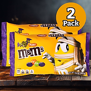 M&M’s Ghoul’s Peanut Milk Chocolate Halloween Candy 10oz Bag 2-Pack - Sweet Milk Peanut Chocolate Holiday M&Ms Candy Encased in Vibrant Candy Shell Colors, Melt in Your Mouth Snack for Kids & Adults