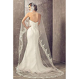 Babyonline Lace Edge Cathedral Length Wedding Bridal Veil,White