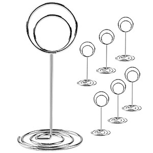 FGY 20PCS Table Number Holders, 3.35” Place Card Holders, Small Table Number Stands, Picture Memo Photo Holders for Table, Table Sign Holders for Centerpieces Wedding Party Graduation Reception,Silver