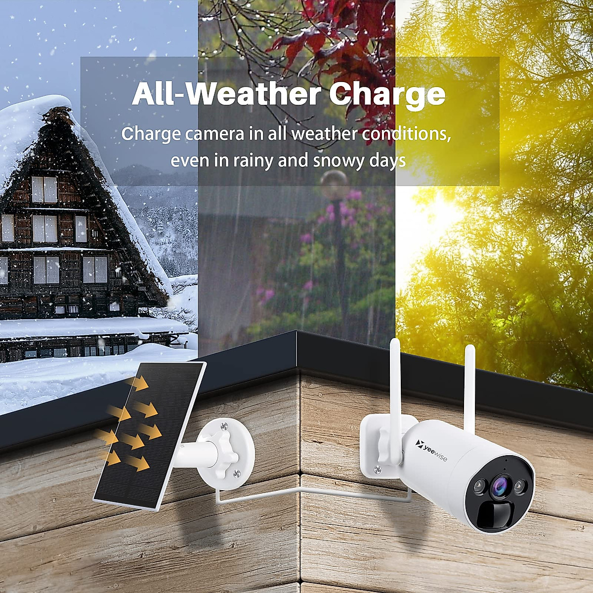 yeewise Solar Security Cameras Wireless Outdoor, 2K 4MP Home Security System, 4 Cameras Kit with Color Night Vision, Forever Power, Spotlight Camera, 10CH NVR with 64G Local Storage, No Monthly Fee