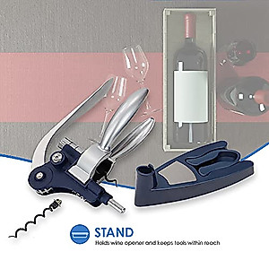 MichaelGraves Rabbit Vertical Levered Wine Bottle Opener – Holding Base, Extra Long Corkscrew and Foil Remover Included