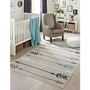 Unique Loom Autumn Collection Area Rug - Arrow (2' x 3' 1" Rectangle, Light Gray/ Black)