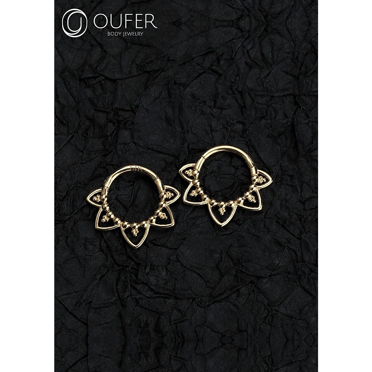 OUFER 16G Helix Piercing Jewelry, 14K Solid Gold Helix Earring Hoop,Cat Ear Design Cartilage Hoop Earrings, Daith Septum piercing Jewelry For Women And Men