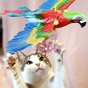 2 Pack Electronic Simulation Flying Bird Toy for Cats, with Light, Bird Interactive Cat Toy for Indoor Cats, Automatic Hanging Eagle Flying Bird Funny Cat Toy (2 Pack, Parrot & Eagle)
