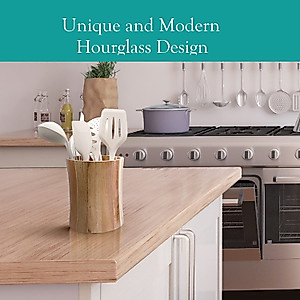 The Pretty Turtle Bamboo Kitchen Counter Utensil Crock Holder Caddy (Acacia) (RH9016)