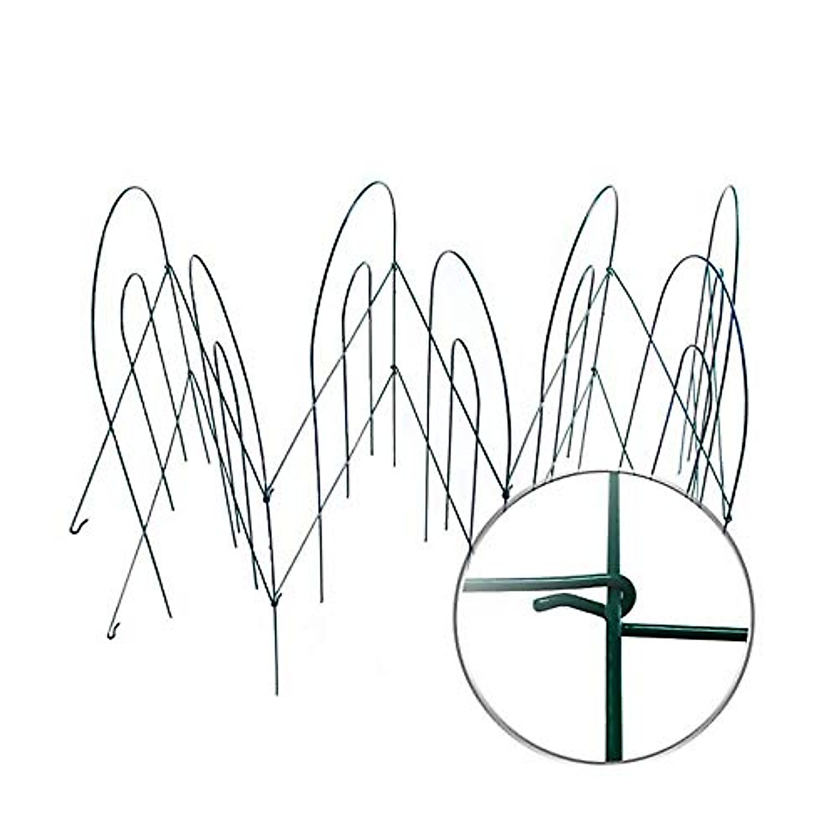 MTB Green Garden Border Folding Fence Lawn Yard Fence 24 Inch x 10 Feet,Pack of 5 set, Overall Length 50 Feet,Landscape Panel,Folding Patio Fences Flower Bed Pet Barrier Section Panel Decorative Fence