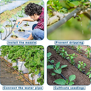 Hestya 2 Pcs 2-in-one Drip Irrigation Tubing Hole Punch and Fitting Insertion Tool and 50 Pcs 1/4" Drip Irrigation Fittings Kit 25 Barbed Connectors 25 Irrigation Plugs, Easier 1/4" Fitting