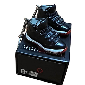 Mini Shoes Keychain Pair or Single With or Without The Box, Mini Kicks, Mini Sneaks, Black 11s Mini Kicks Shoes Keychains (Pair No Box)