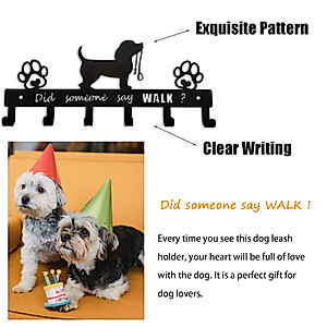 Dog Leash Holder for Wall, Dog Stuff Storage Organizer and Key Holder Wall Mount with Did Someone Say Walk - Dog Leash Dog Stuff Key Organizer Wall for Entryway Farmhouse