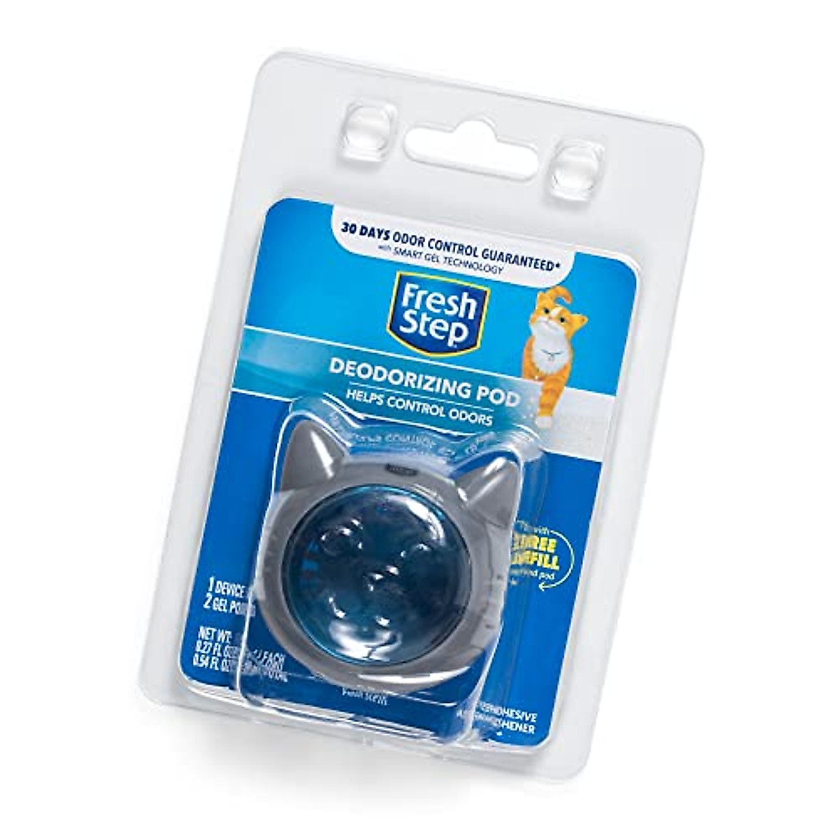 Fresh Step Litter Box Deodorizing Gel Pod | Cat Litter Box Deodorizer | Combats Cat Odors and Neutralizes Smells to Keep Your Home Clean | 1 Adhesive Device + 2 Gel Refills