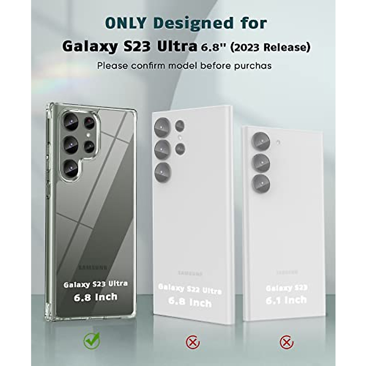 MIODIK Clear Case for Samsung Galaxy S23 Ultra, with Camera Lens Protector×2, [Military Grade Protective] [Non-Yellowing] Shockproof Slim Cover for S23 Ultra 5G 6.8 Inch 2023 (Transparent)