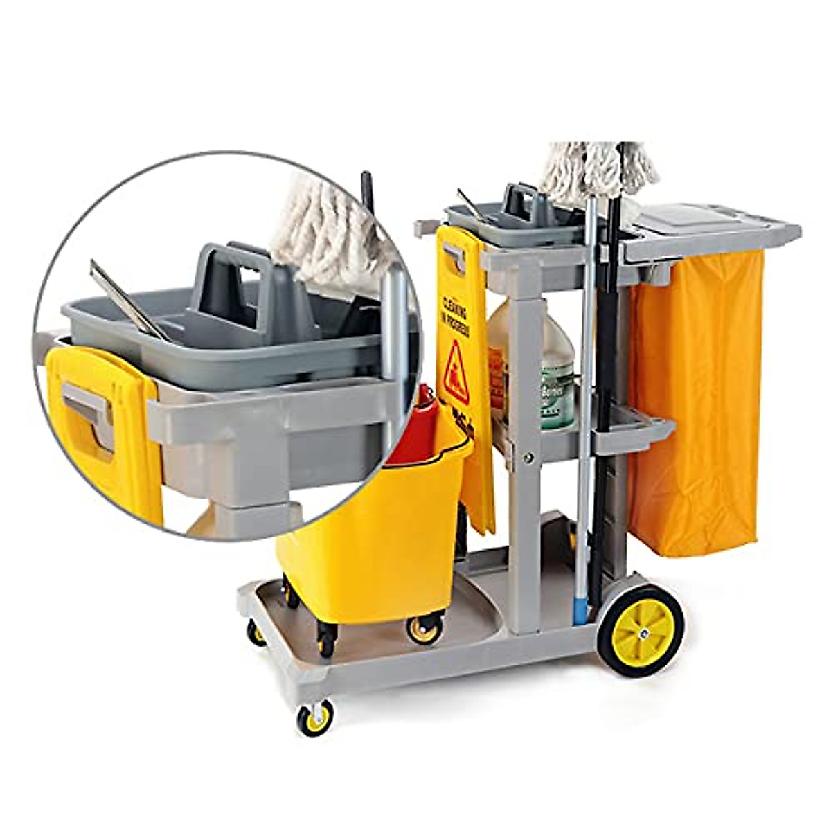 ZOAJU Plastic Cleaning Supplies Caddy with Handle, Divided Cleaning Supply Carrier Organizer for Cleaning Supplies, Tools, All-Purpose Carry Caddy