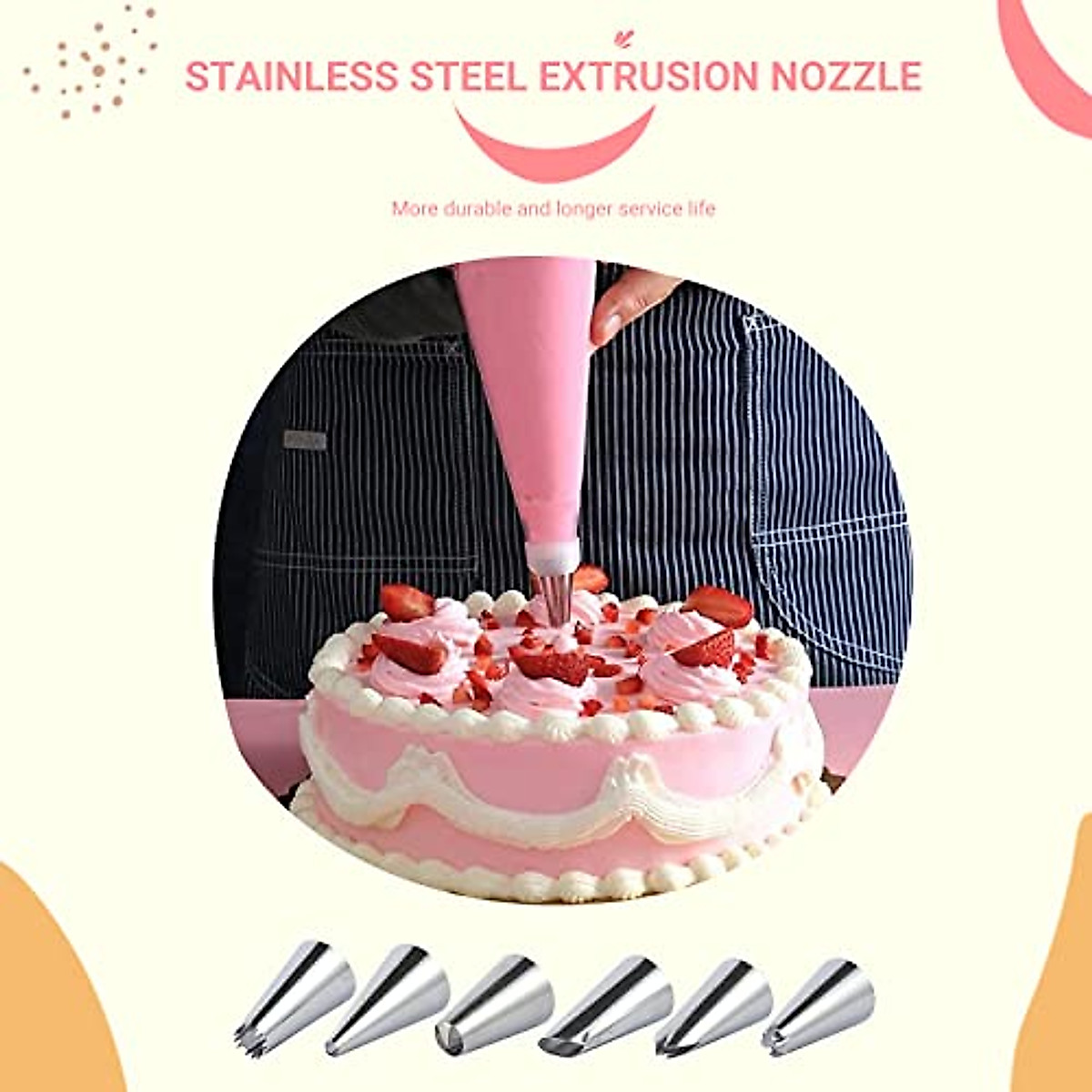 Distlety 12 Inches Cake Turntable, Cake Turntable Rotating Cake Decorating, Ultra Quiet Glass Turntable Cake Stand with Pink Sturdy Base