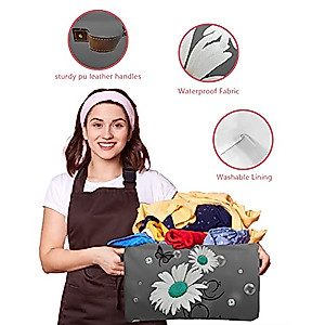 Teal White Daisy Storage Bins 2 Pack, Large Waterproof Storage Baskets for Shelves Closet, Rustic Bubble Abstract Art Gray Storage Basket Foldable Storage Box Cube Storage Organizer with Handles