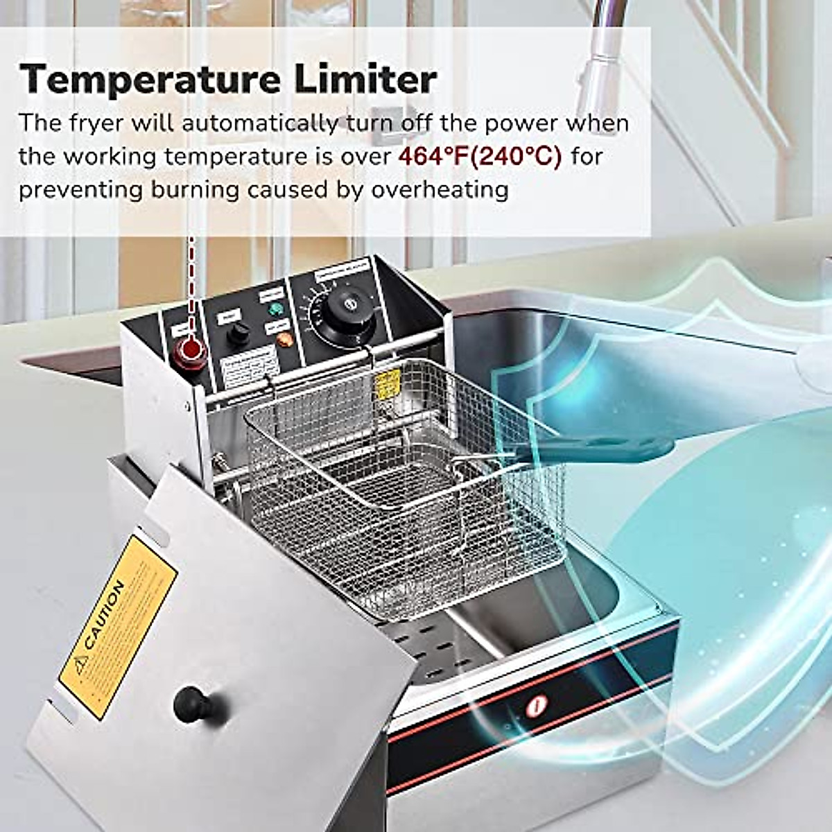 WeChef Electric Deep Fryer with Basket 2500W 12.7 Qt Countertop Stainless Steel Frying Machine Commercial Home Chicken Funnel Cake Bar