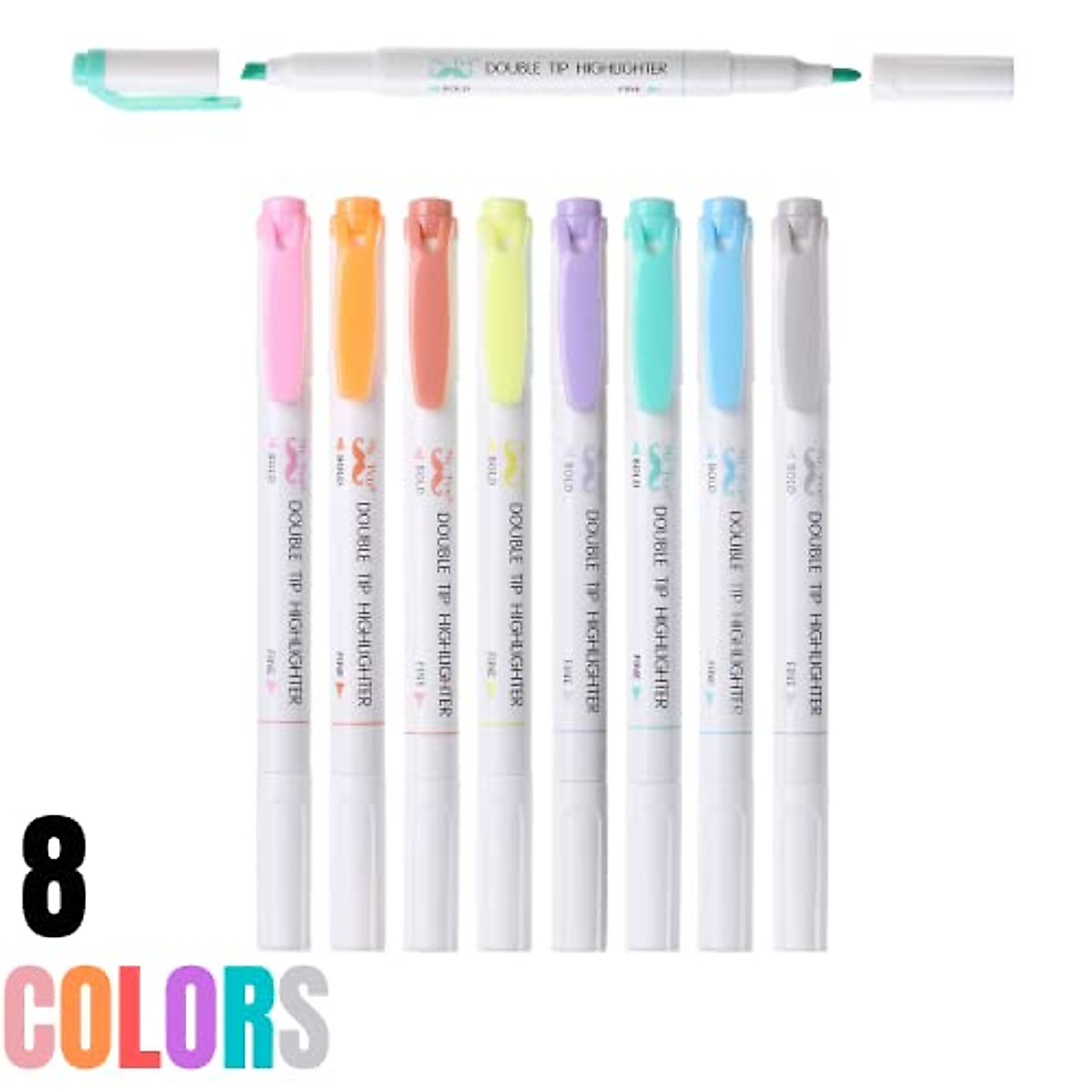 Mr. Pen- Double Tip Highlighters, Fine & Chisel Tip, Neon and Pastel Colors, 8 Pack, Highlighters, Highlighter markers, Planner Markers, Highlighters for Bible Journaling, Highlighter Pens