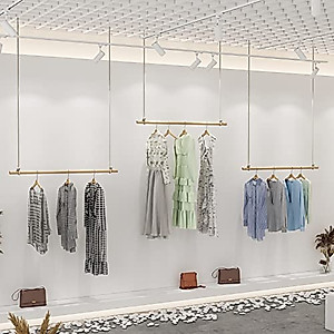 Height Adjustable Ceiling Clothing Hanging Racks,Creative Commercial Wedding Dress Display Shelf, Retail Display Ceiling Organizer Rail,Shop Window Solid Wood Clothes Rail