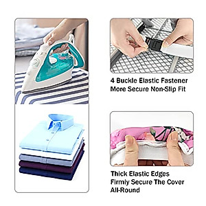 Codymon Ironing Board Cover 54x15 inches, Heavy Duty Thick Padding, Resists Staining and Scorching, Elasticized Edges - Skull Rose Pink