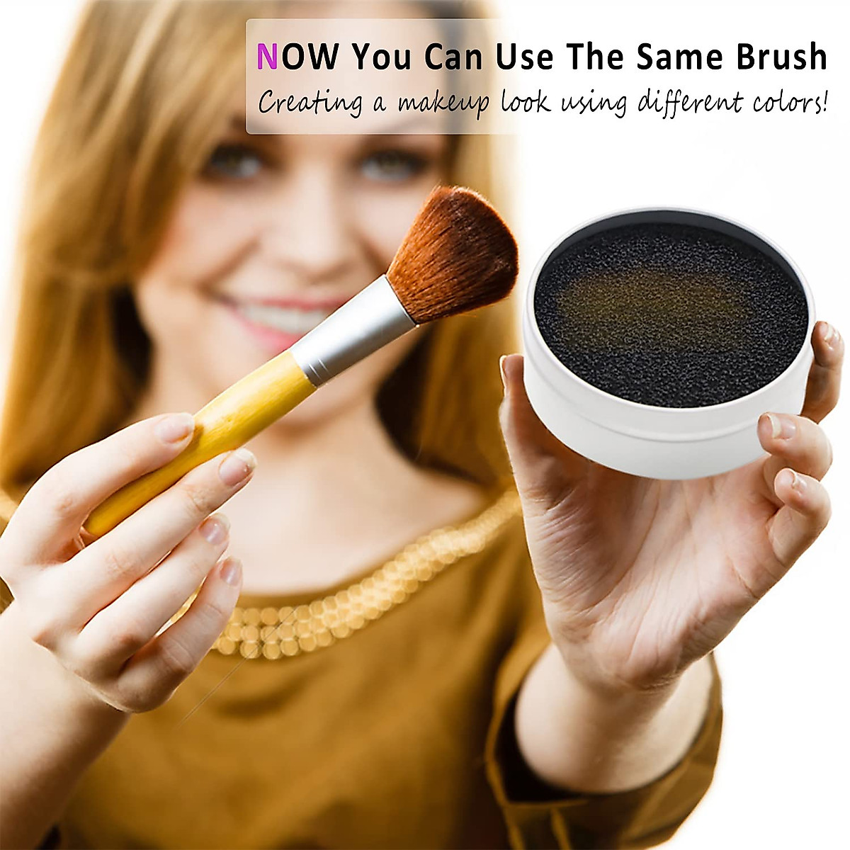 2 Pack Makeup Brush Cleaner Sponges - Switch Eyeshadow Colors Immediately & Dry Clean Makeup Brushes, Portable Cleaning Case for Home and Travel (2Pcs Black acticarbon scrubbing sponge)